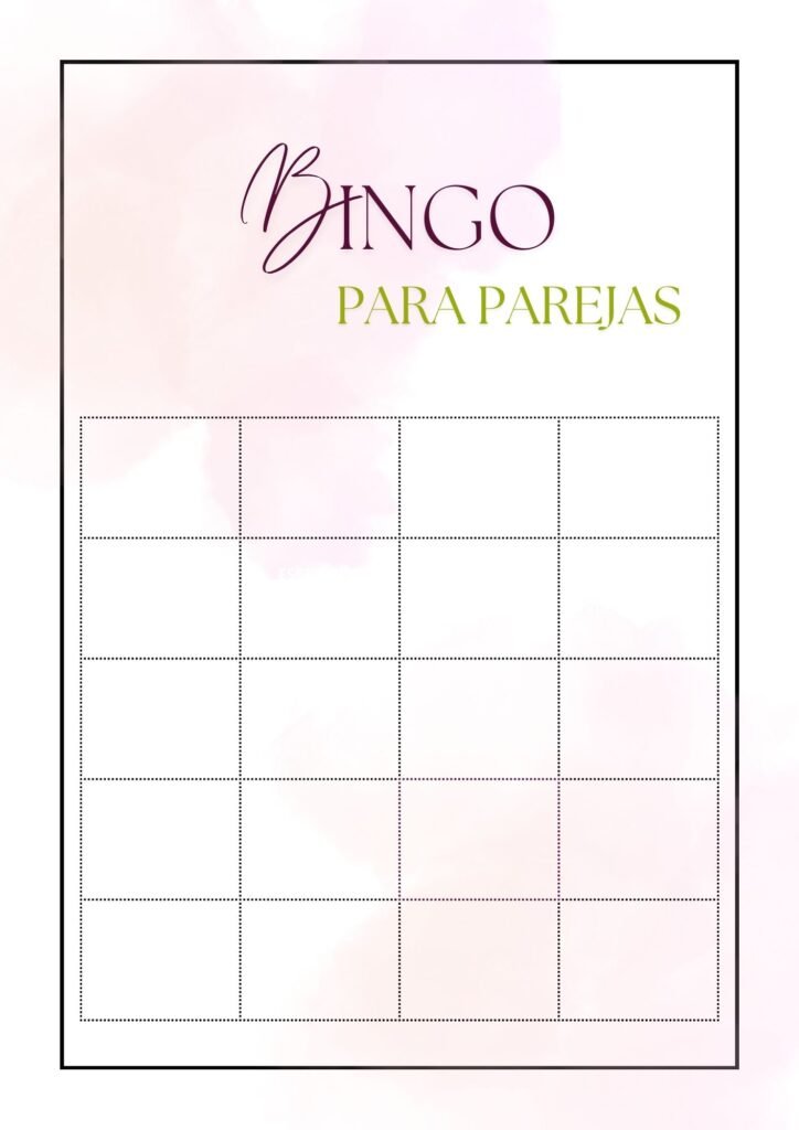 Actividad En Pareja: Descarga Gratis Tu Bingo Personalizable Con 20 Ideas