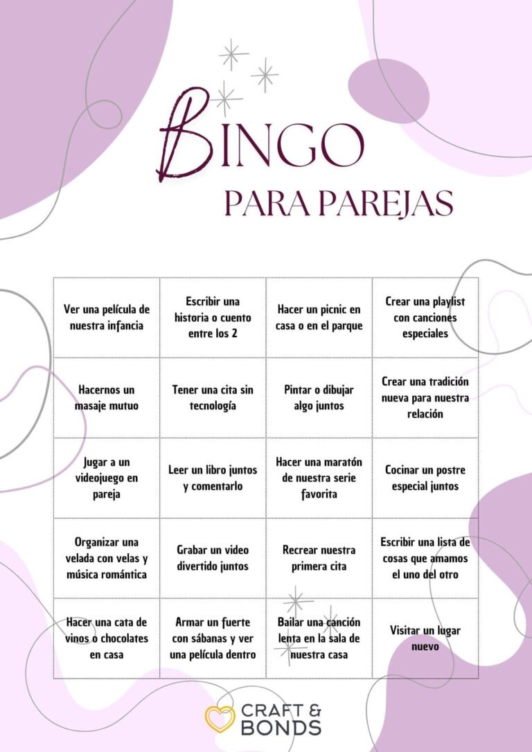 Bingo Para Parejas: 20 Ideas Para Fortalecer Su Relación (+ Plantilla ...